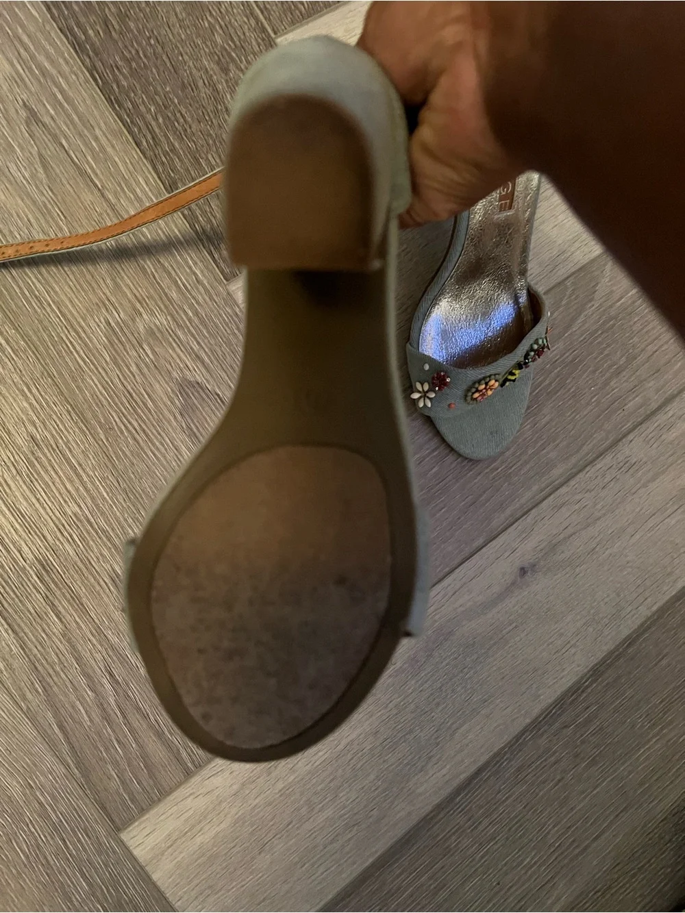Rampage | Shoes | Rampage Sage Green Beaded Block Heel Sandals | Poshmark
